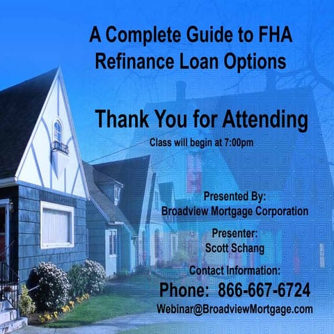 FHA Refinance Loan Programs | PPT | Home Financing | Personal Debt