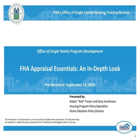 FHA Appraisal Overview | PDF