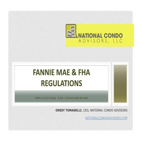 Fannie Mae 2011 Condo Guidelines | PDF