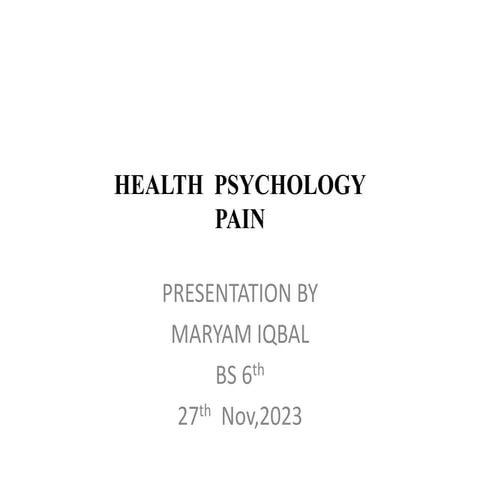 "Pain Management: A Health Psychology Approach" | PPTX