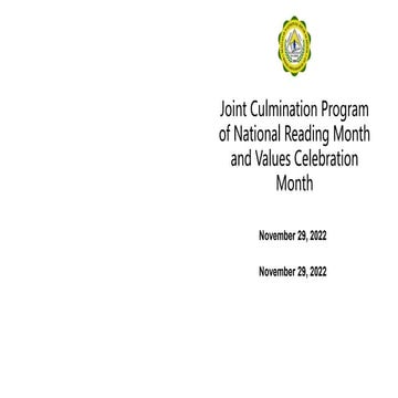 JOIN CULMINATION PROGRAM FOR VALUES MONTH CELEBRATION | PPT