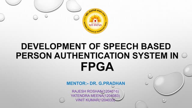 Speech Based Password Authentication System On Fpga Ppt
