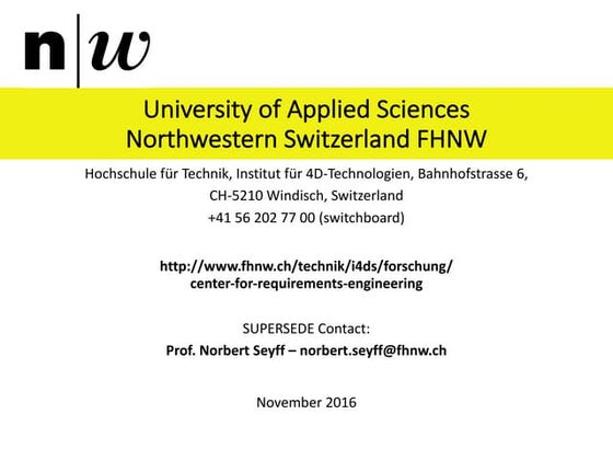 UZH - Role in SUPERSEDE project | PDF | Computer Software and Applications | Computing