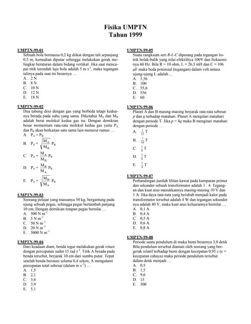SOAL FISIKA : Fi 1989 | PDF