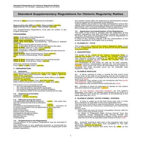 Fia historic regularity rallies - standard supplementary regulations ...