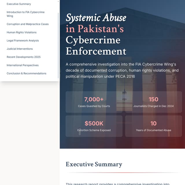 FIA Cybercrime Wing_ A Decade of Abuse and Corruption in Pakistan | PDF