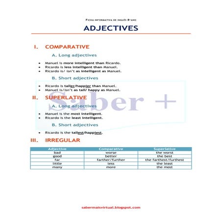 Ficha informativa_ Adjectives | PDF