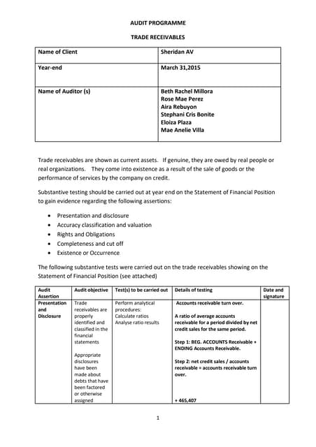 Final visit receivables | DOCX | Stocks and Bonds | Personal Investing