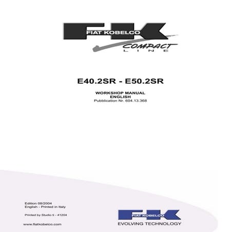 Fiat kobelco e45.2 sr mini crawler excavator service repair manual | PDF