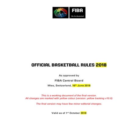 FIBA Rule Book 2018 | PDF