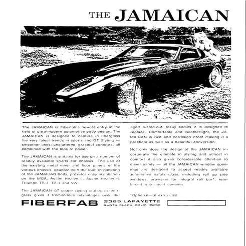 Fiberfab brochure - Jamaican kit car | PDF