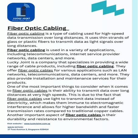 Fiber Optic Cabling | PDF