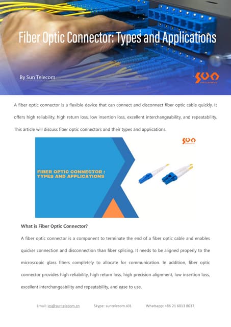 Optical Fibre Splices , Couplers and Connectors | PPTX | Computer Peripherals | Computing