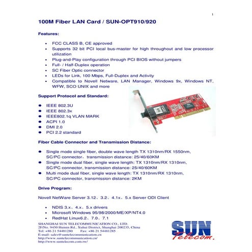 Fiber Optic Lan Card | PDF