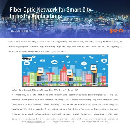 Fiber Optic Network for Smart City Industry Applications | PDF