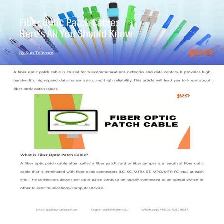 Fiber Optic Patch Cable Here's All You Should Know | PDF | Computer ...
