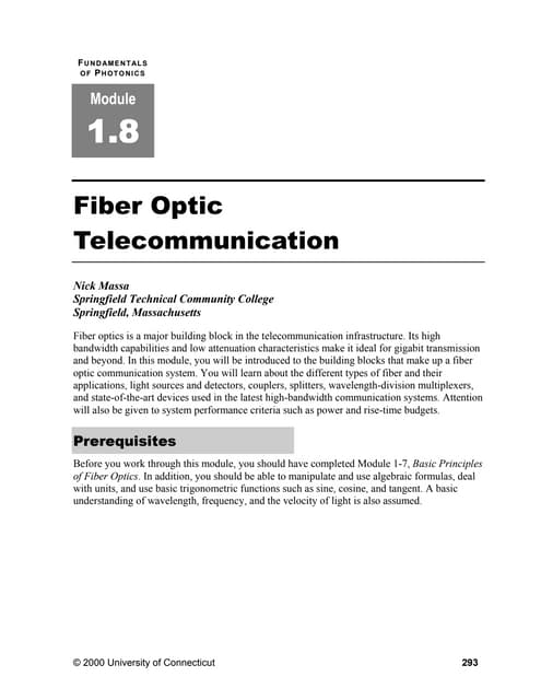 Basics of Optical Fibre, Optical Fibre communication | PPT