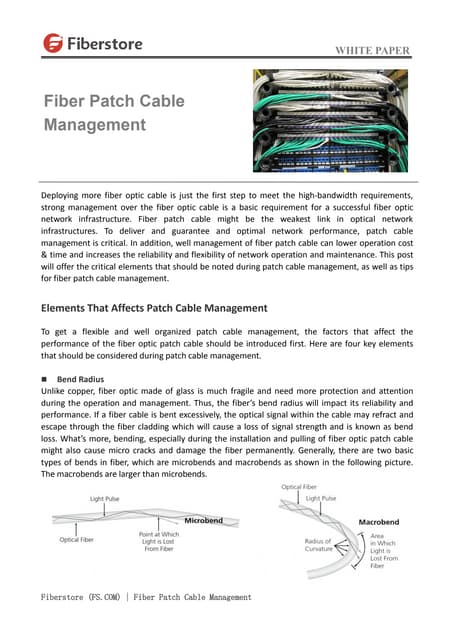 Guide to Fiber Optic Patch Cord Management | PDF