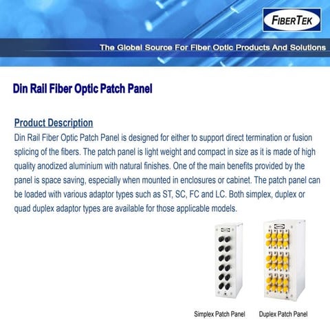 Din Rail Fiber Optic Patch Panel | PPT