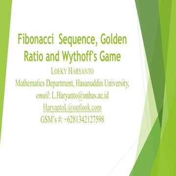 Fibonacci Sequence, Golden Ratio and Wythoff's Game | PPTX