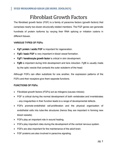 Fibroblast growth factors | PPTX | Cancer | Diseases and Conditions