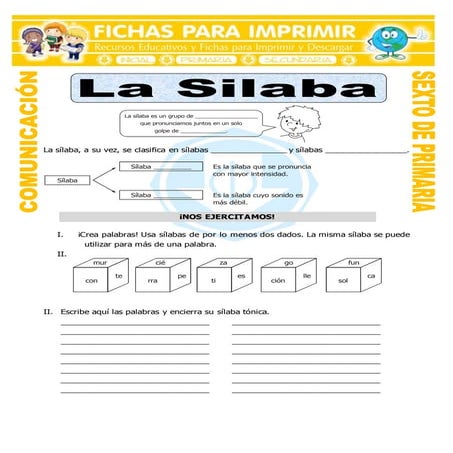Hojas De Trabajo Para Dividir Palabras En Sílabas