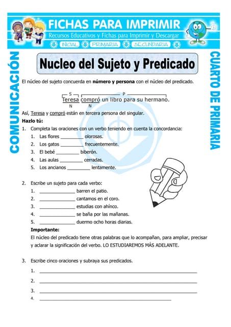 Hojas De Trabajo De Predicados Completas Y Sencillas LITI