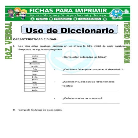 Ficha uso-de-diccionario-para-tercero-de-primaria | DOC