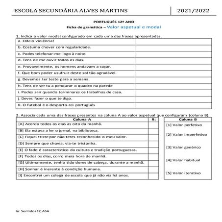 Valor modal das frases | PPTX