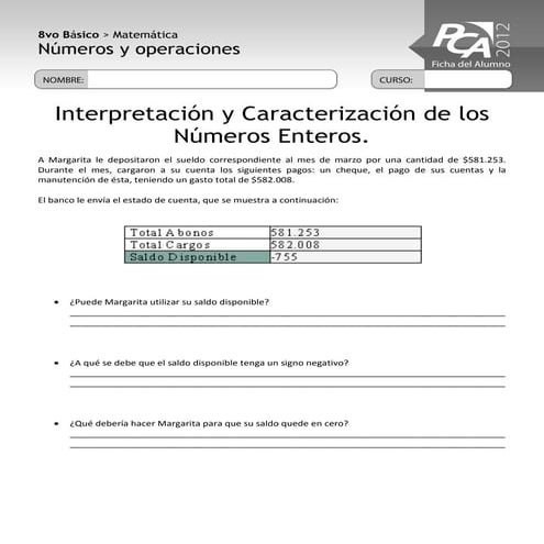 Hojas De Trabajo Para Graficar Números Enteros