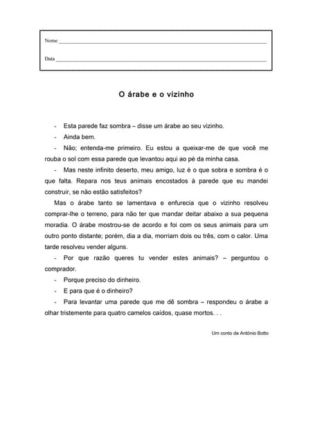 Atividade de-interpretacao-arabe-e-o-vizinho-4º-ano-resposta | PDF