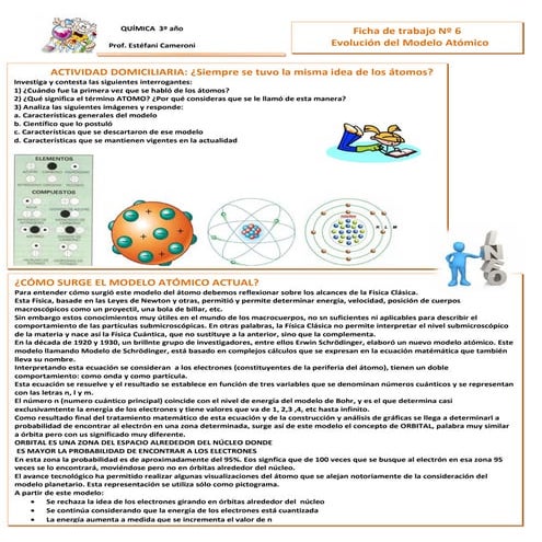 Hoja De Trabajo Del Modelo De Bohr