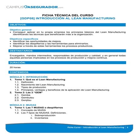 Curso introducción al lean manufacturing | PDF