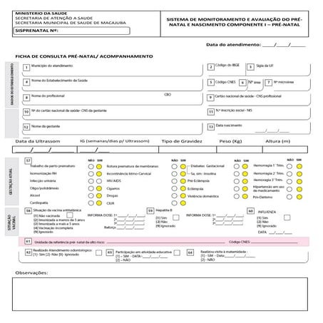 Ficha de acompanhamento sisprenatal nova e | DOCX