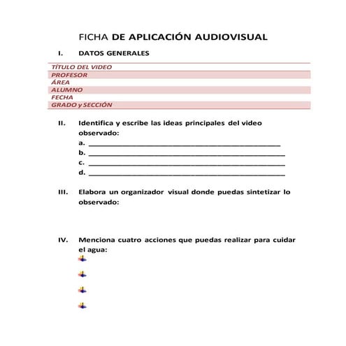 Ficha sobre el Dìa Mundial del Agua | DOCX