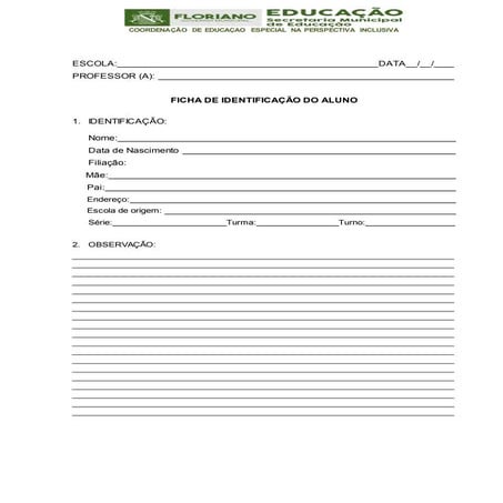 Ficha de atendimento do aee | DOCX