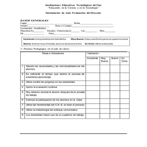 Ficha de autoevaluacion docente | DOCX