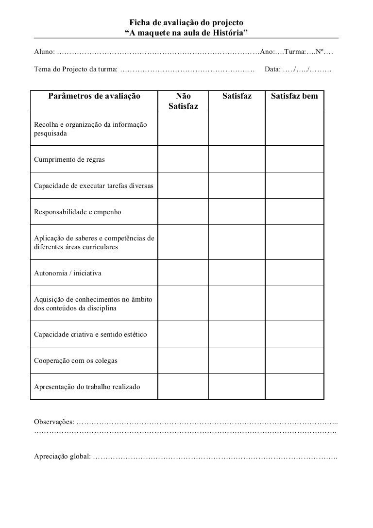 Ficha De AvaliaçãO Do Projecto Professor