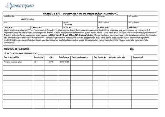 Ficha de epi modelo | DOC