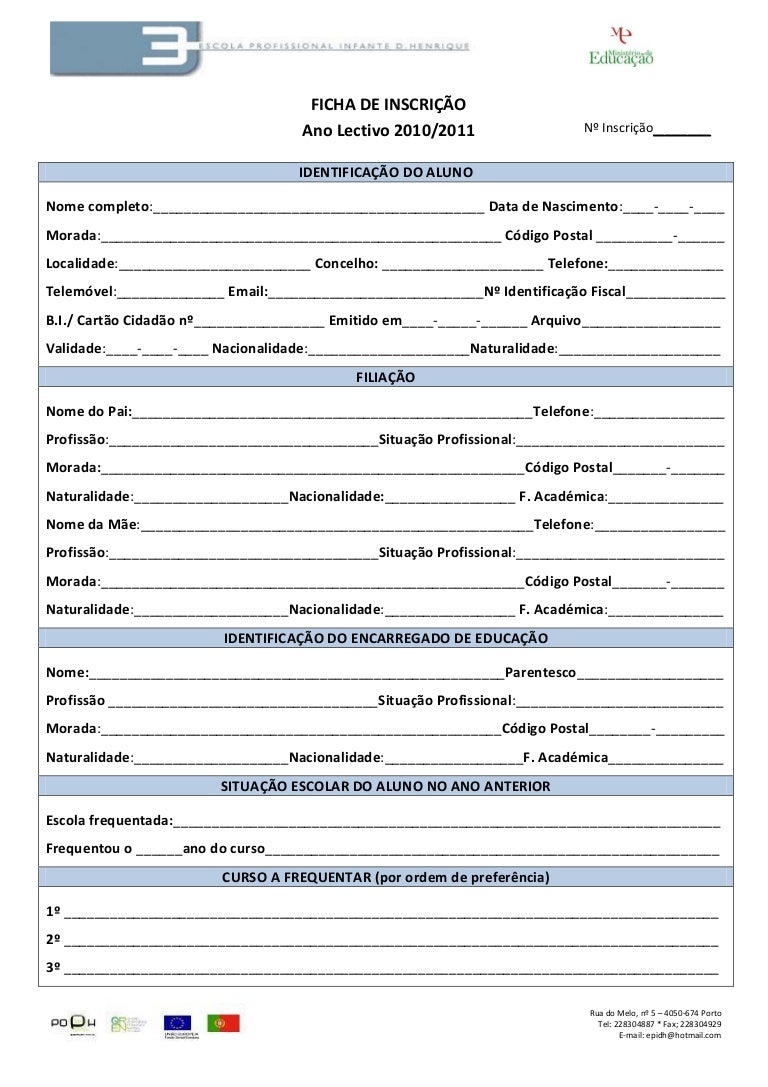 Ficha De Inscrição