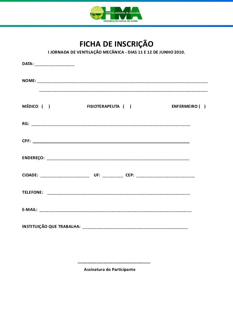 Ficha de inscrição