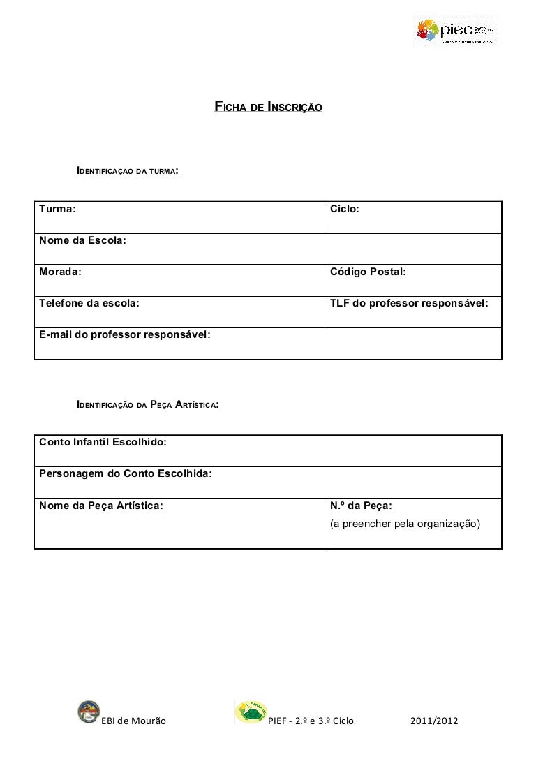 Ficha de inscrição