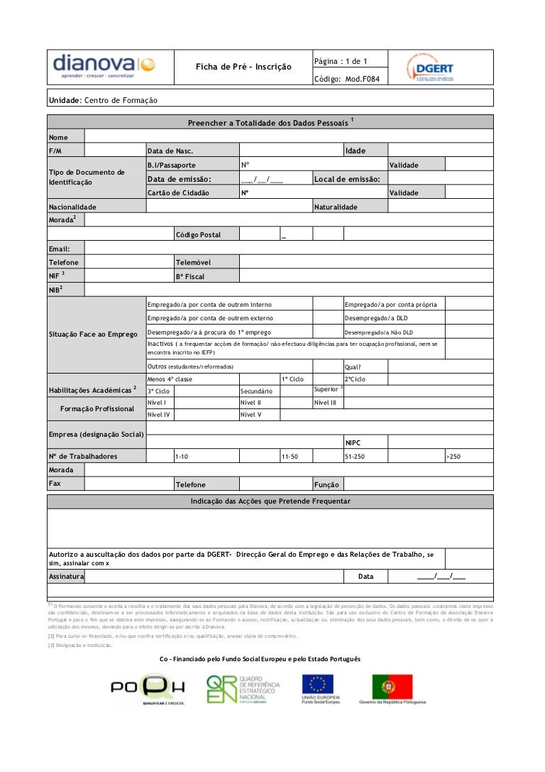 Ficha de Pré-Inscrição | Formandos POPH