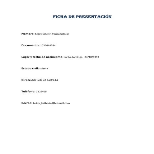 Ficha de presentación | DOCX | Technology & Computing