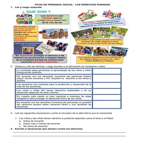 Hoja De Trabajo Sobre Derechos Humanos