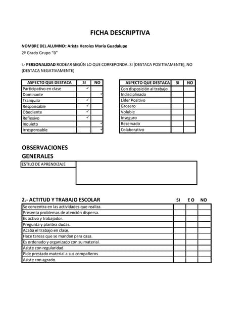 Ejemplo De Ficha Descriptiva De Alumnos Con Rezago Ficha Descriptiva: