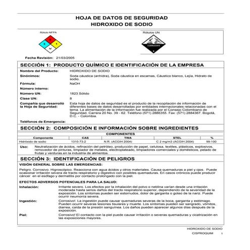 Sulfato De Sodio Anhidro Msds