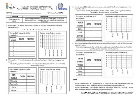 Hojas De Trabajo De Gráficos Para 1er Grado Hojas De Trabajo De