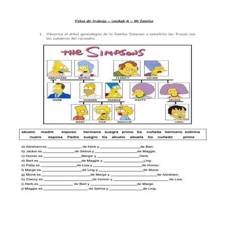 Hojas De Trabajo Con Datos Sobre La Familia