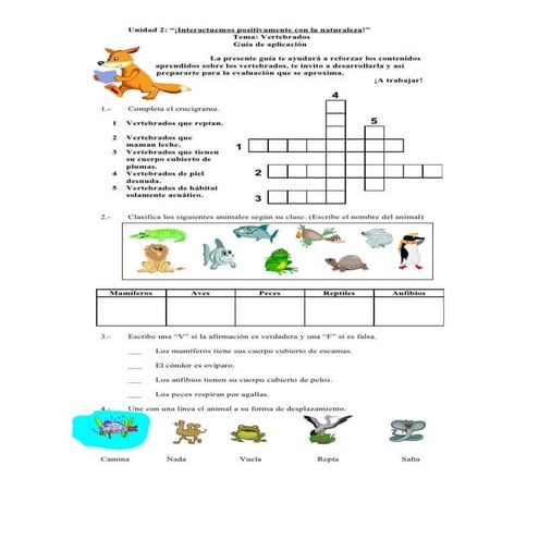 Hojas De Trabajo Sobre Reptiles Animales Vertebrados E Invertebrados